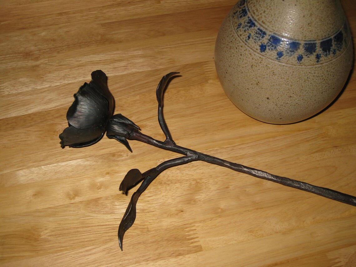Hand Forged Steel Rose, Blacksmith Flower - Etsy