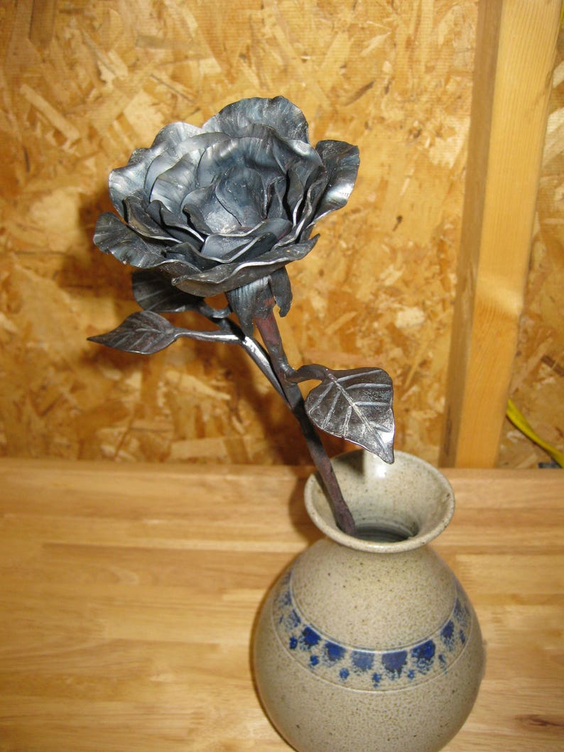 Hand Forged Steel Rose Blacksmith Flower - Etsy