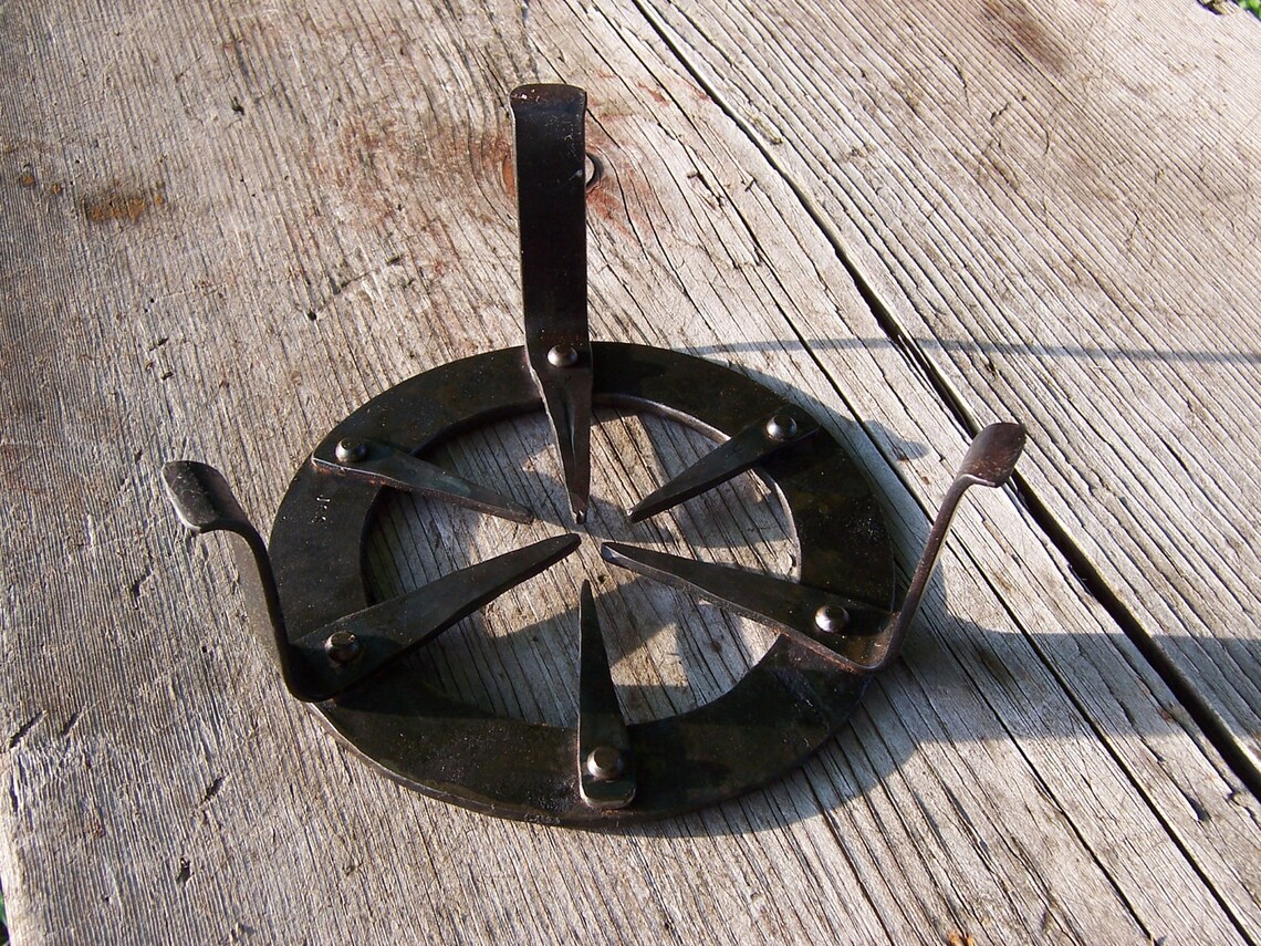 Colonial Ironwork Trivet With Flower Chisel Decoration - Etsy