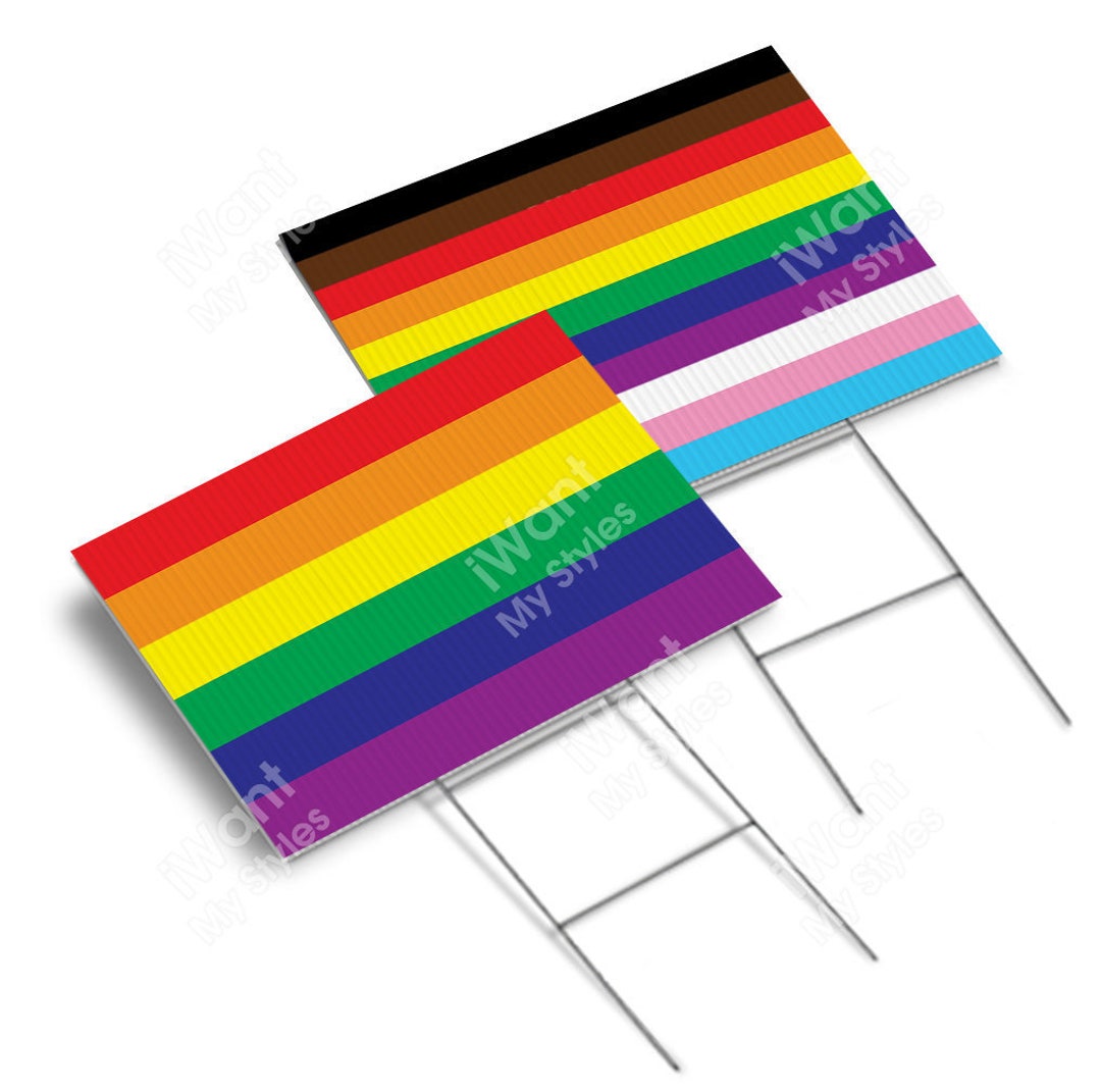 LGBT and LGBTQ+ Yard Sign 18”x24”, 2 Sided, LGBTQIA+, Rainbow Flag ...