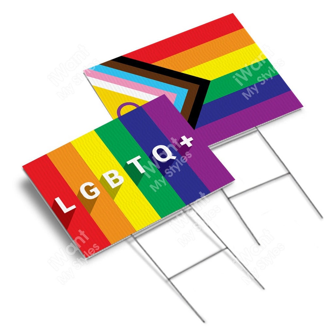LGBTQ and Progress Pride Flag Yard Sign 18x24, 2 Sided, LGBTQIA ...