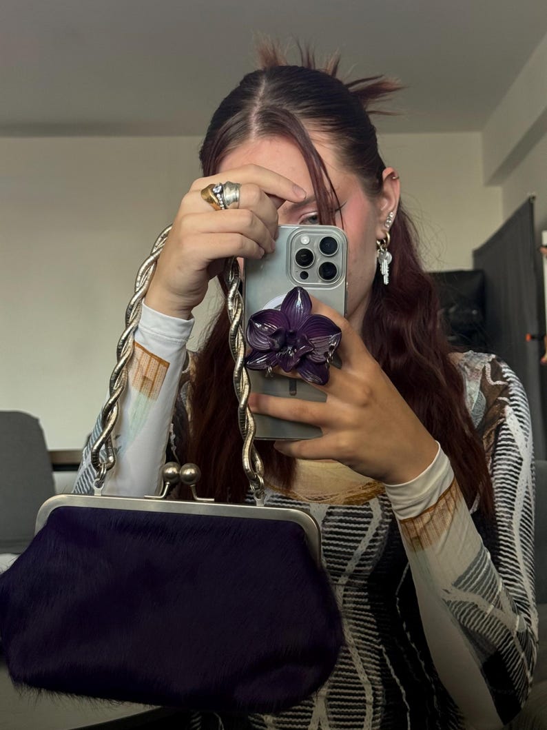 Deep Purple Orchid Phone Grip | Magnetic Phone Stand | Polymer Clay ...