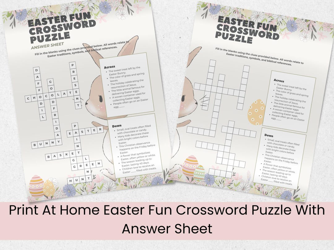 Printable Easter Crossword Puzzle With Answer Sheet | Fun Easter ...