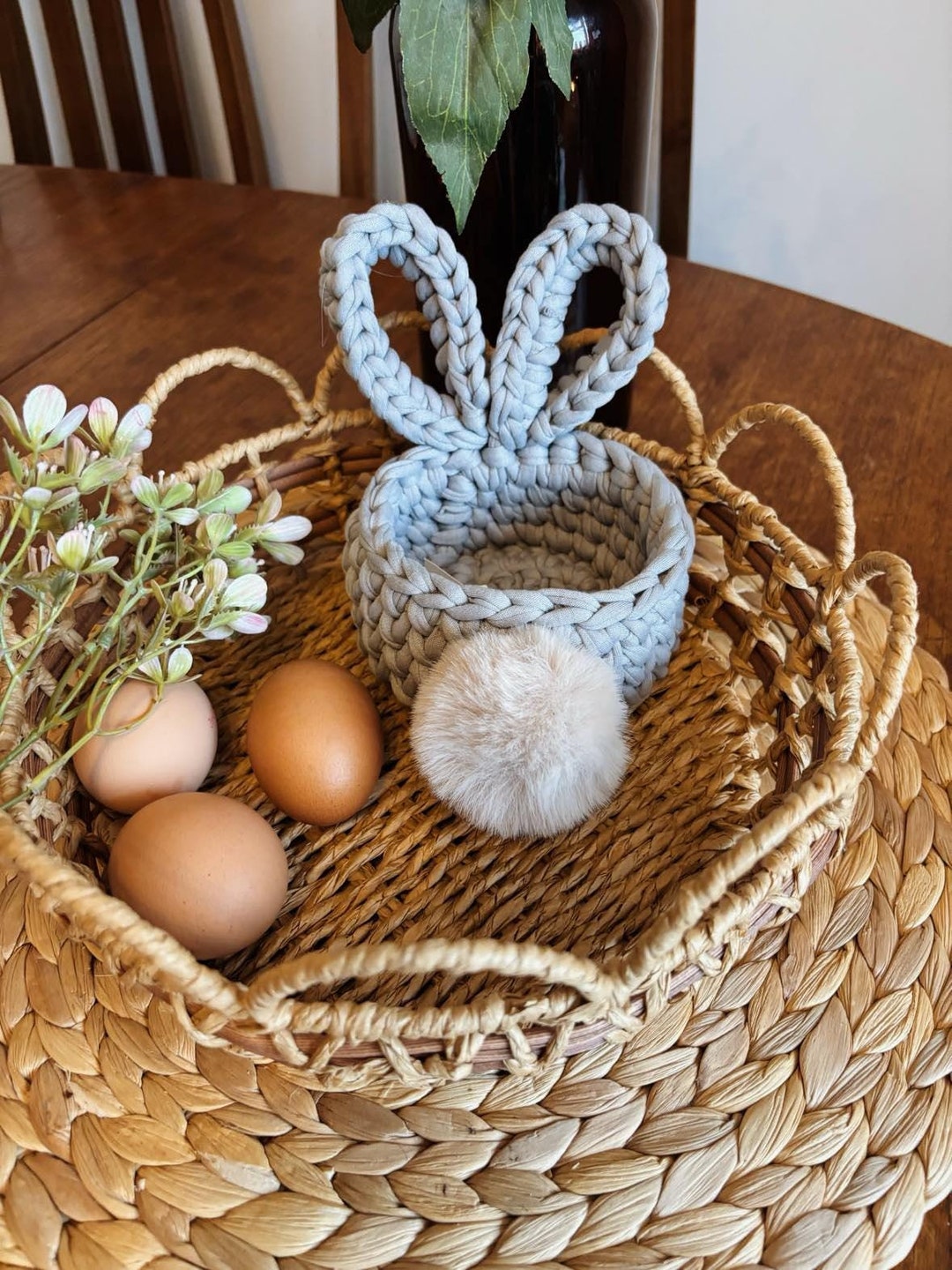 Bunny Easter Egg Basket, Crochet Basket, Easter Decoration, Nursery ...