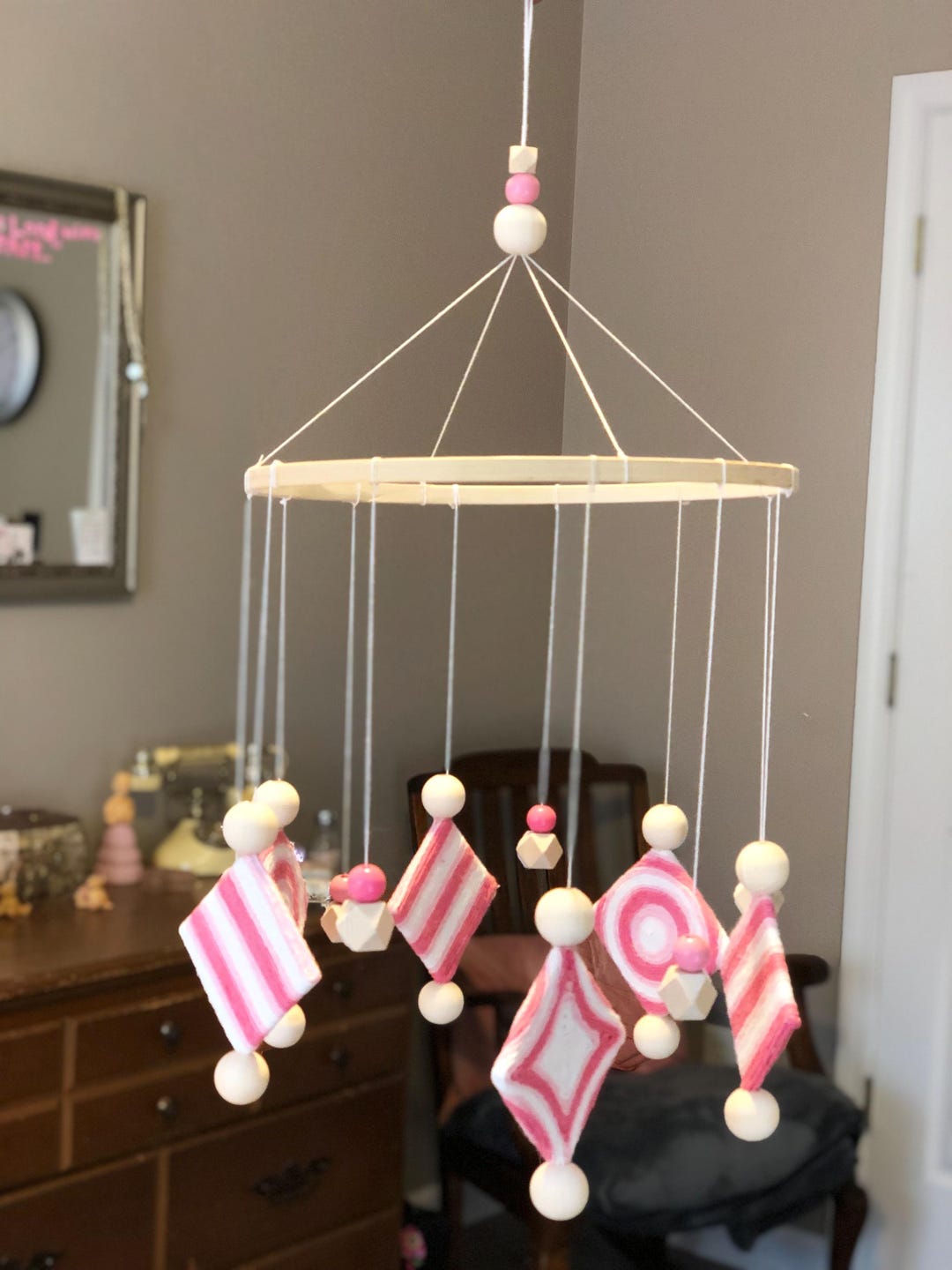 Pink Geometric Mobile for Girl Room/classroom - Etsy