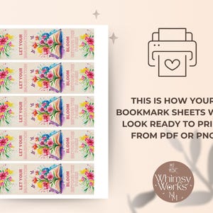 Floral Printable Bookmark PNG | Gift for Book Lover | Cute DIY ...