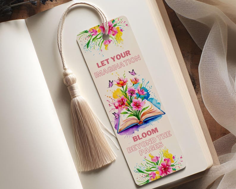 Floral Printable Bookmark PNG | Gift for Book Lover | Cute DIY ...