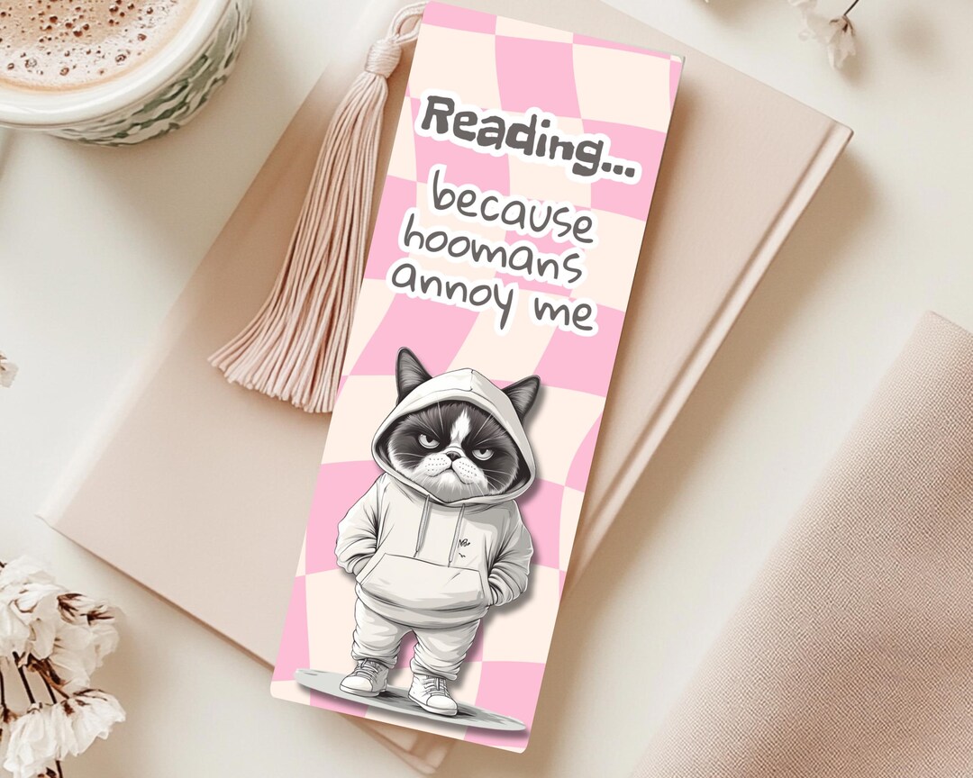 Funny Cat Bookmark | Printable Bookmark PNG | Cute Bookmark DIY | Gifts ...