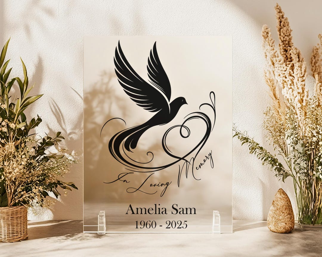 Memorial Dove Heart SVG PNG | in Loving Memory Design | Black & White ...