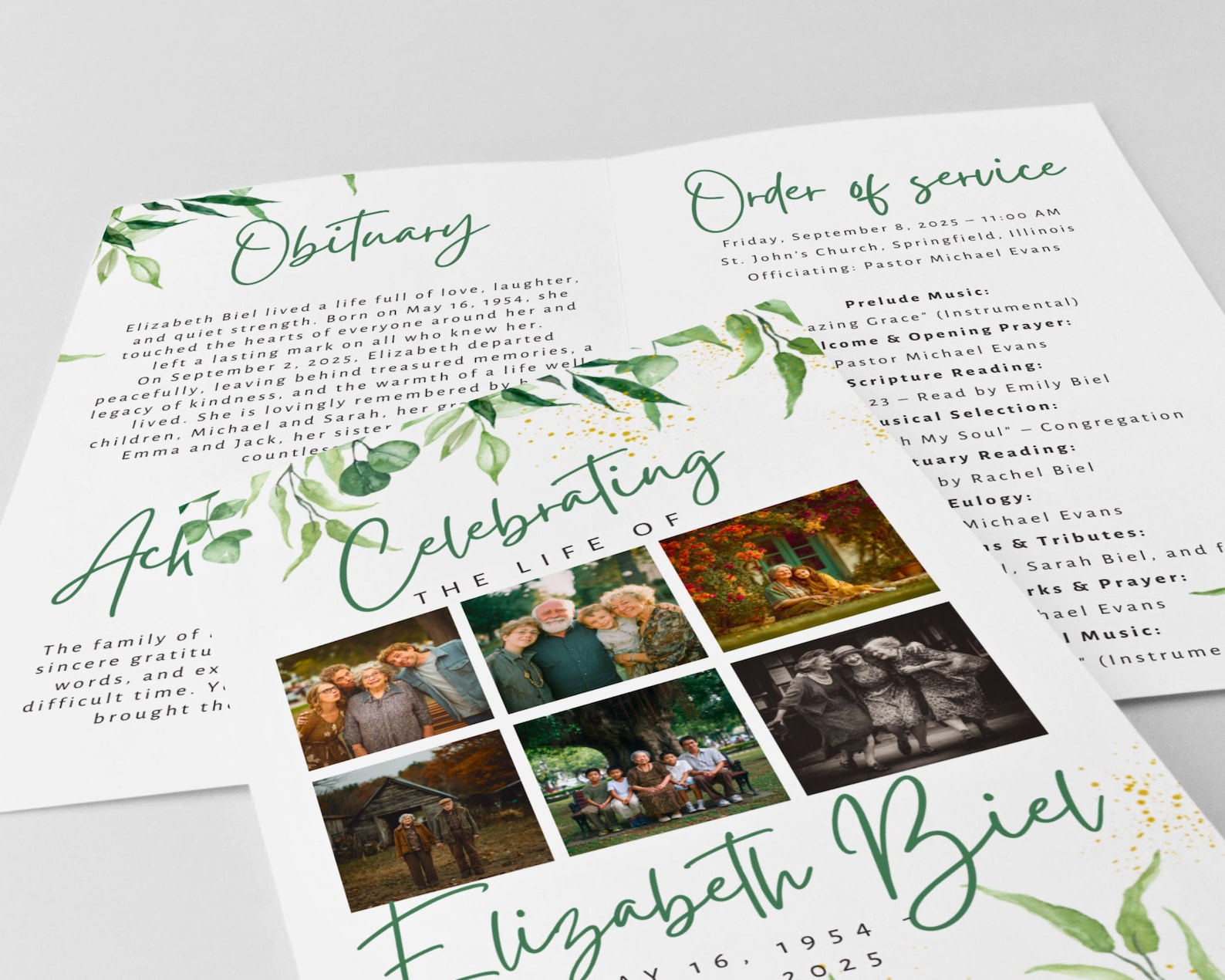 Funeral Program Template- Editable Memorial Service Booklet - Etsy