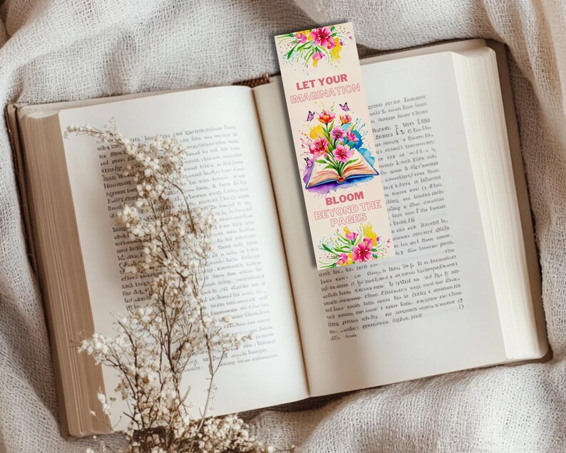 Floral Printable Bookmark PNG | Gift for Book Lover | Cute DIY ...