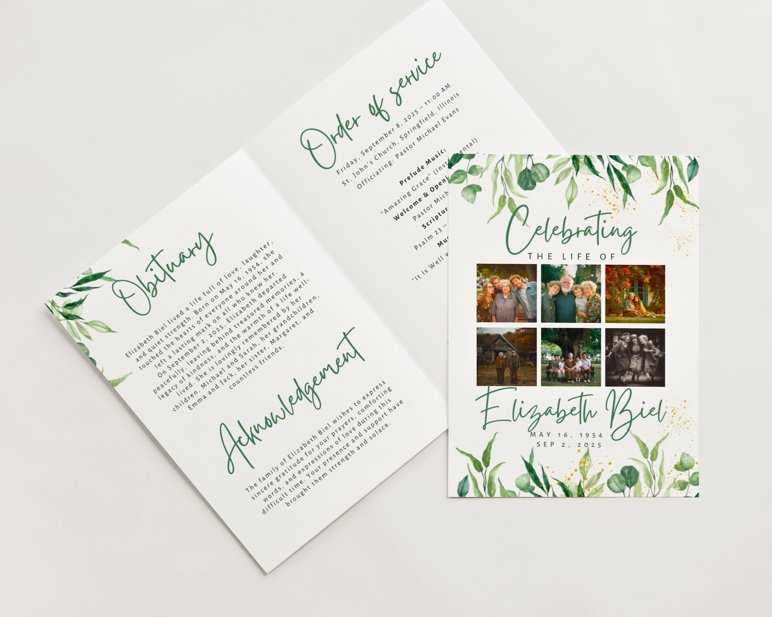 Funeral Program Template- Editable Memorial Service Booklet - Etsy