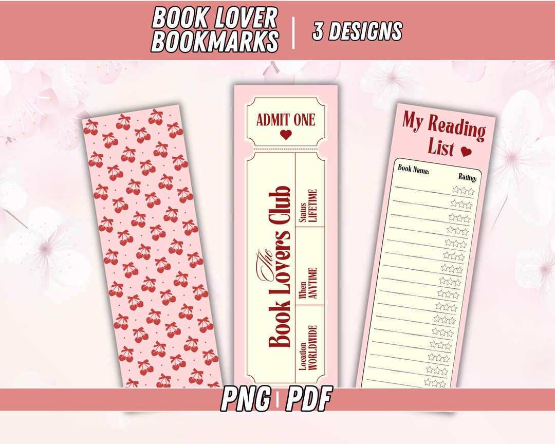 Printable Bookmarks Set | Reading List Tracker | Book Lovers Club ...