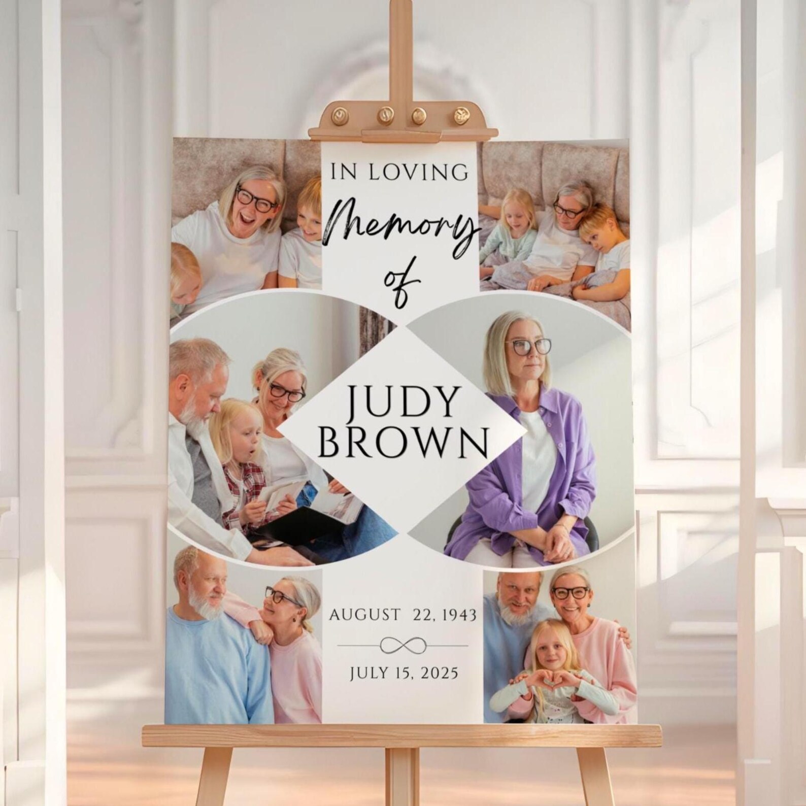 In Loving Memory Funeral Sign: Custom Collage Canva Edit Template - Etsy