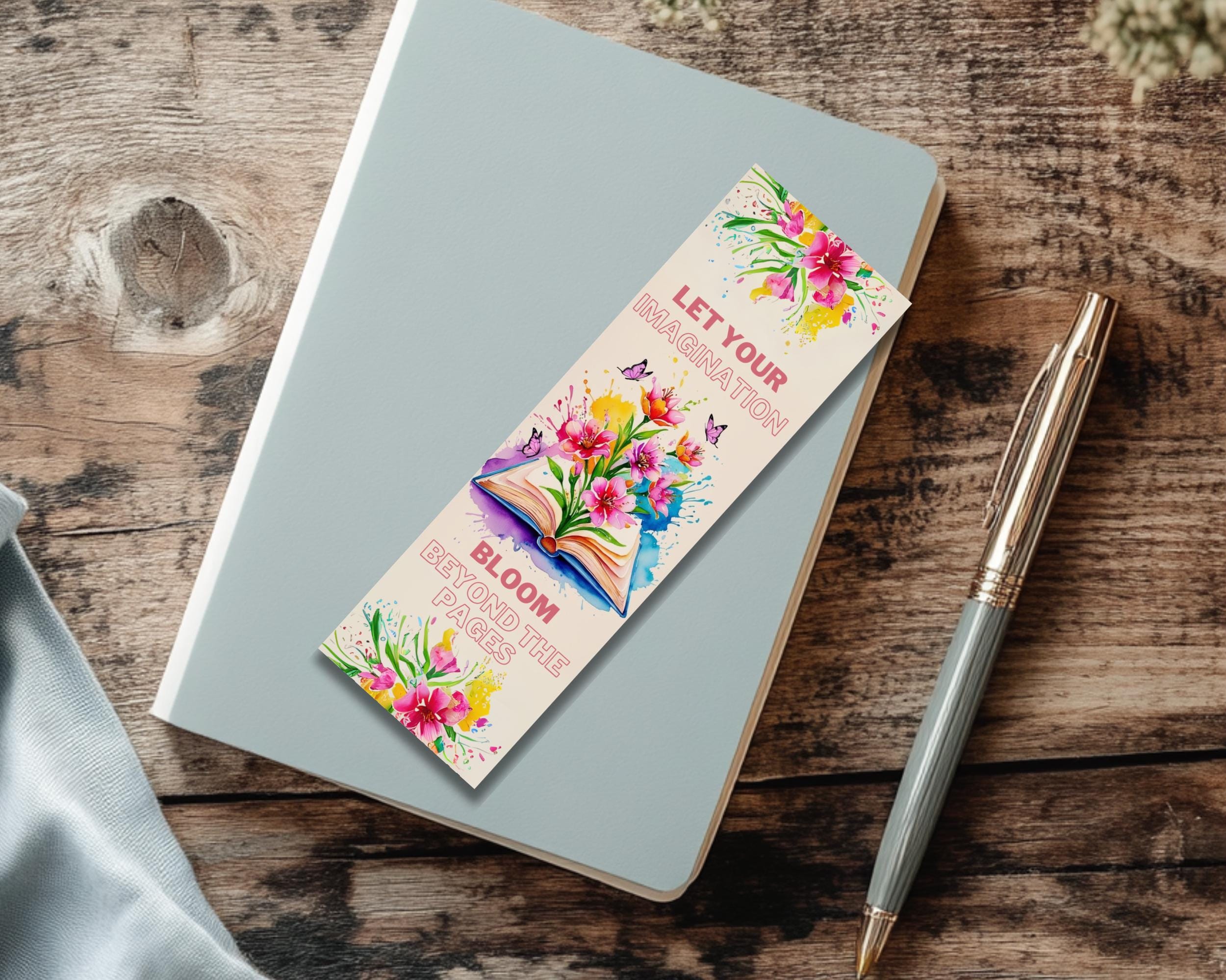 Floral Printable Bookmark PNG | Gift for Book Lover | Cute DIY ...