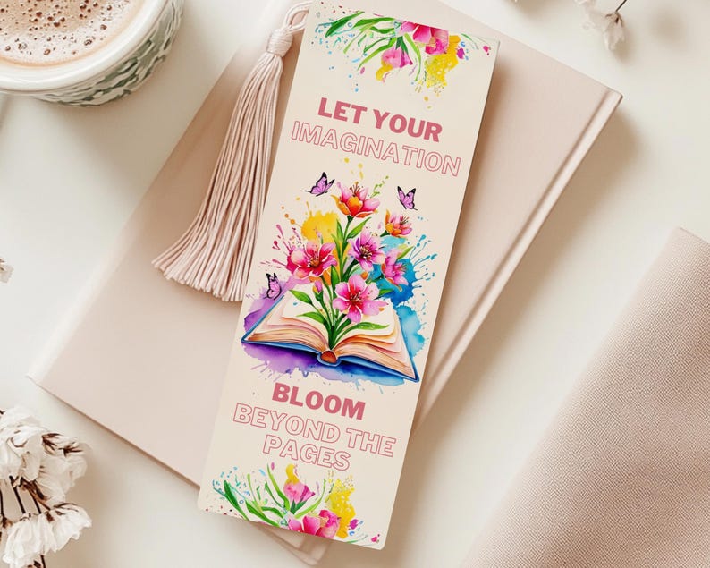 Floral Printable Bookmark PNG | Gift for Book Lover | Cute DIY ...