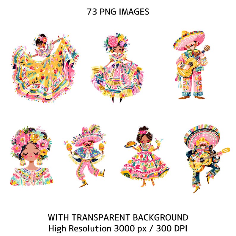 Cinco De Mayo Clipart – Mexican Fiesta PNG Bundle With 73 Elements for ...