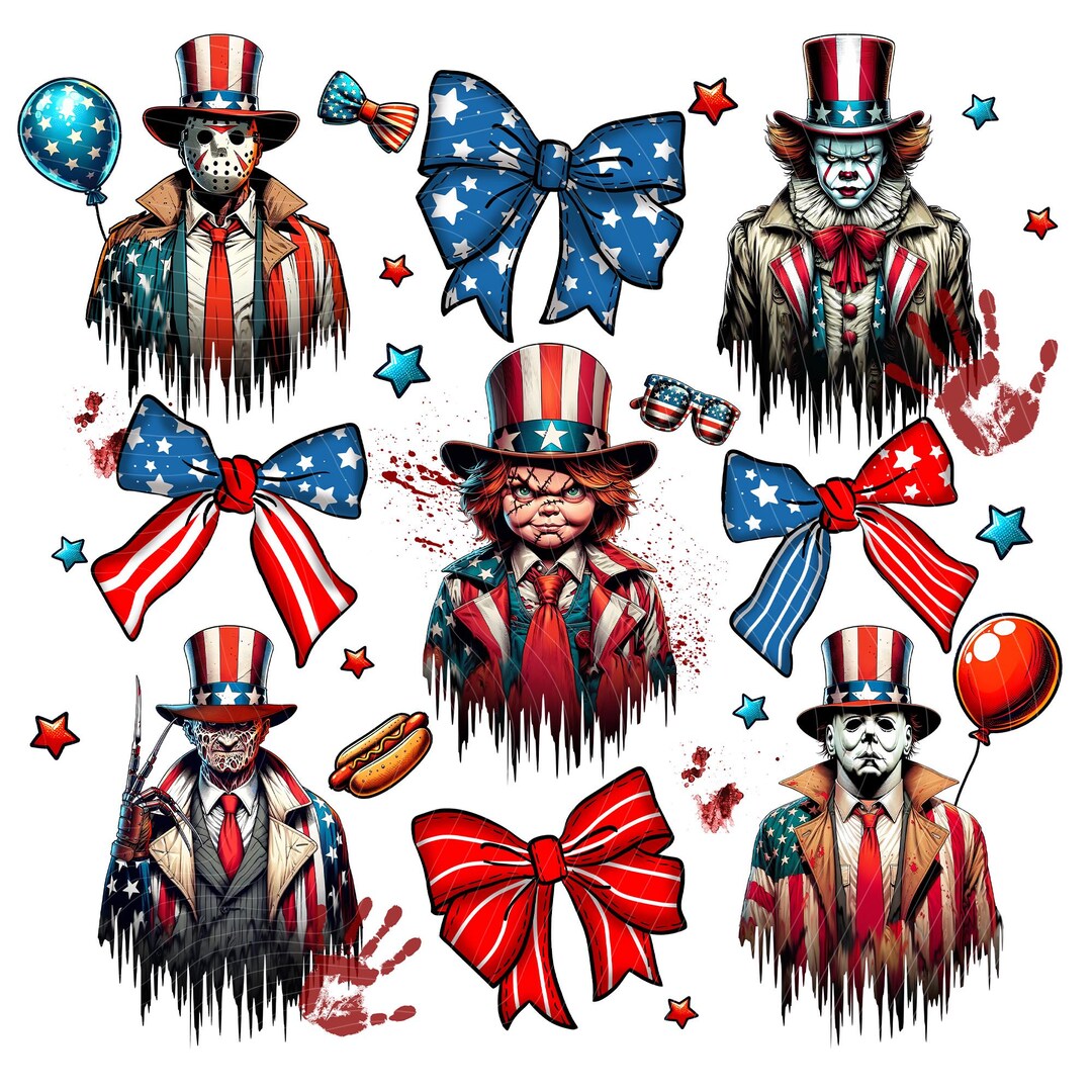 Horror Movie Fourth of July Png, Coquette Killers Png, Independence Day ...