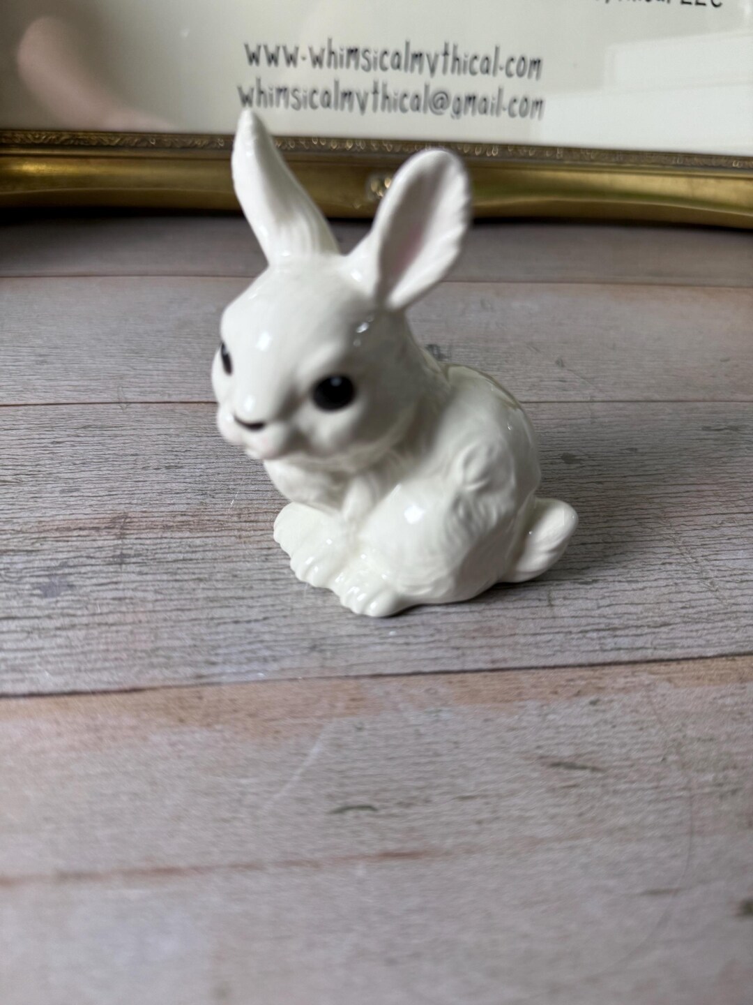 Vintage White Porcelain Bunny Figurine - Whimsical Sitting Rabbit ...