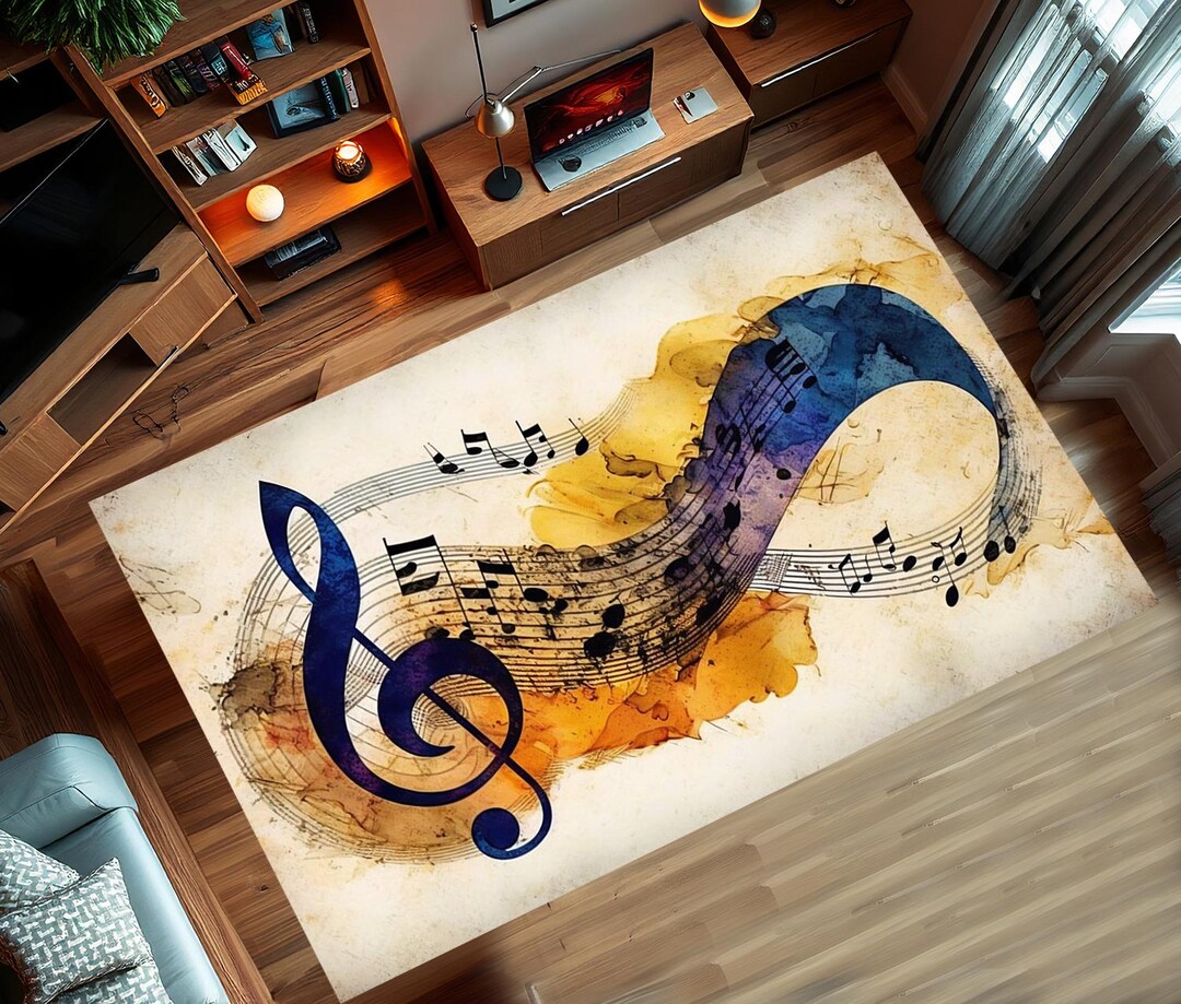 Elegant Music Note Rug, Perfect for Music Lovers, Modern Pastel Rug ...