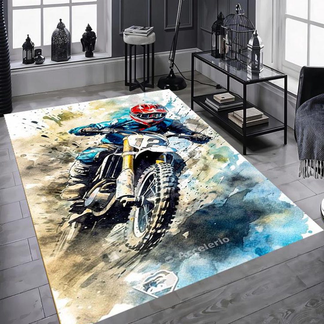 Motorcyclists Rug, Motorcyclists Rug, Motorcycle Rug, Motorcycle Area ...