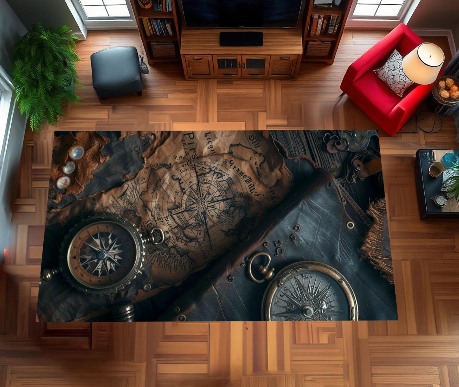 Nautical, Map, Compass and World Map, World Map, Nautical Rug, Compass ...