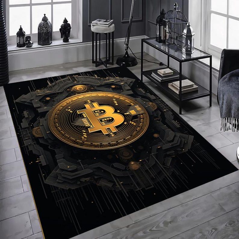 Bitcoin Rug, Crypto Rug, Currency Rug, Modern Rich Rug, Bitcoin Lover ...
