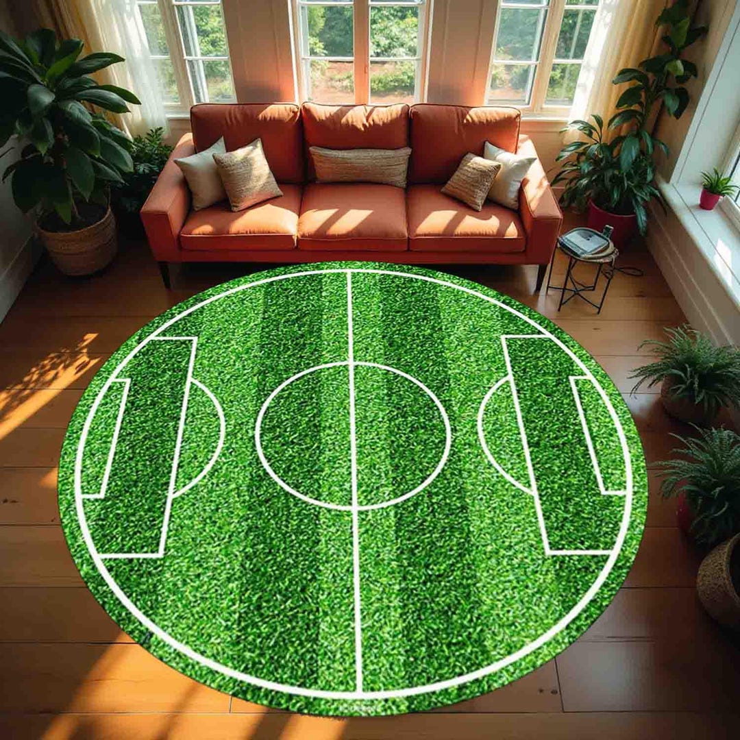 Football,soccer Field Pattern Rug, Round Rug, Washable Football, Soccer ...