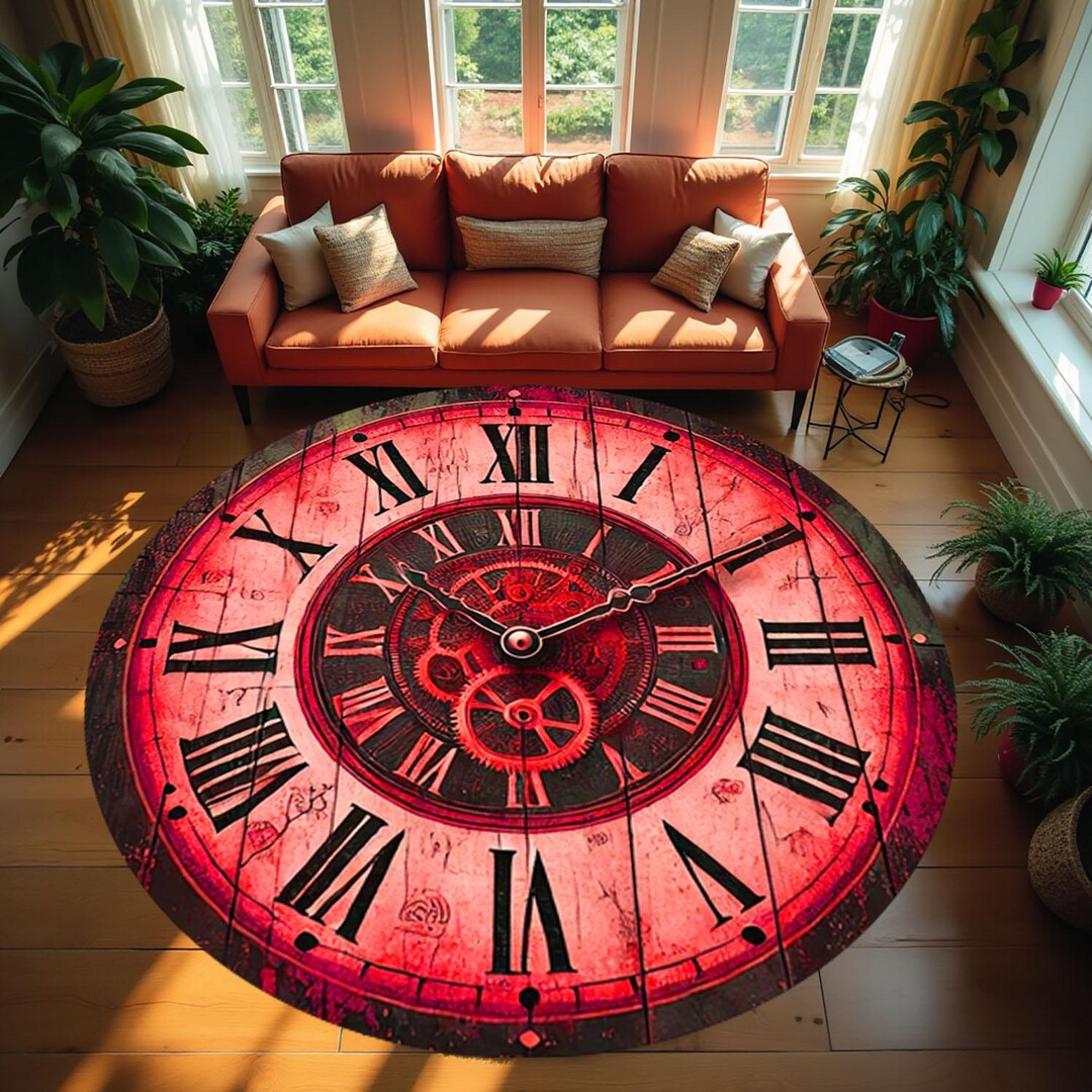 Clock Pattern Rug, Modern Round Rug, Saloon Rug, Non Slip Rug,washable ...