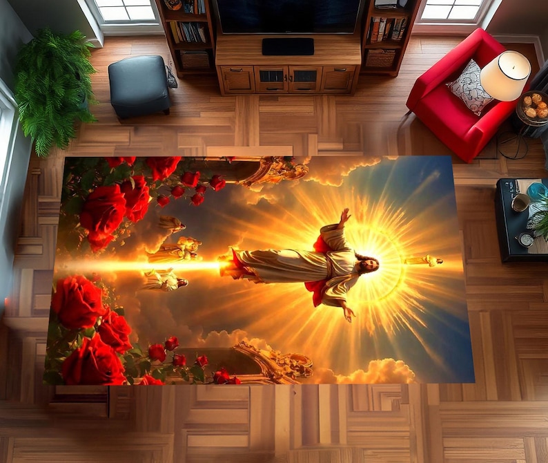 Jesus Rug Jesus Area Rug, Jesus Floor Decor,wave Rug, Livingroom Rug ...