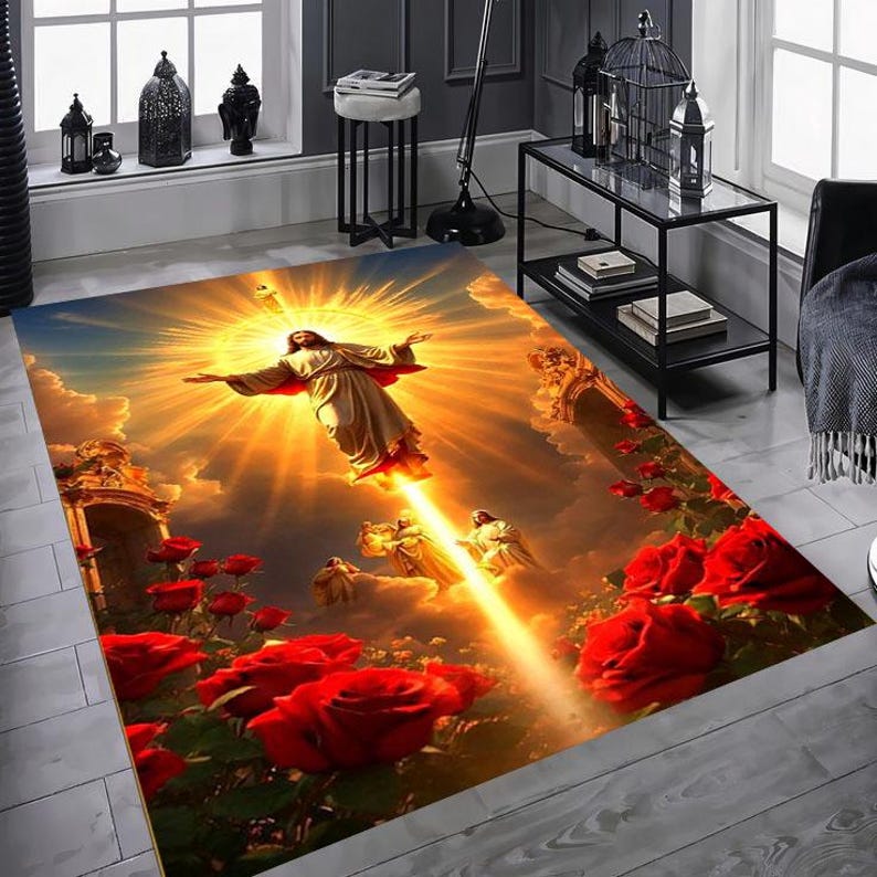 Jesus Rug Jesus Area Rug, Jesus Floor Decor,wave Rug, Livingroom Rug ...