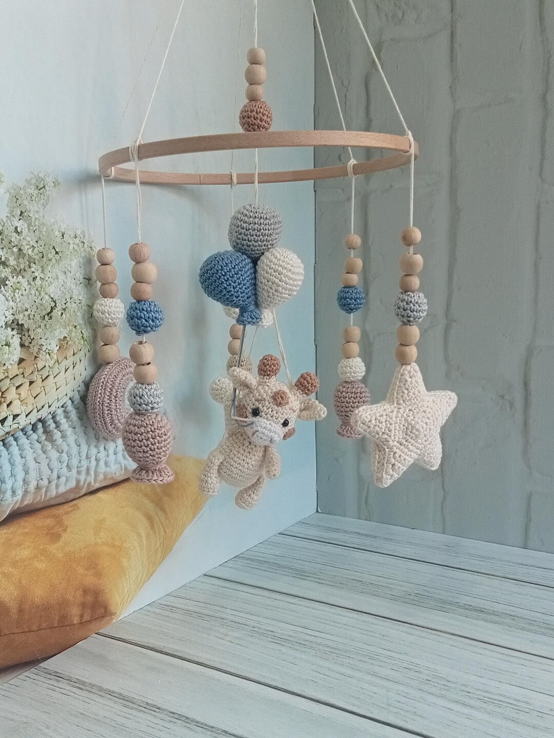 Crochet Giraffe Baby Mobile: Boho Nursery Decor, Star & Moon - Etsy