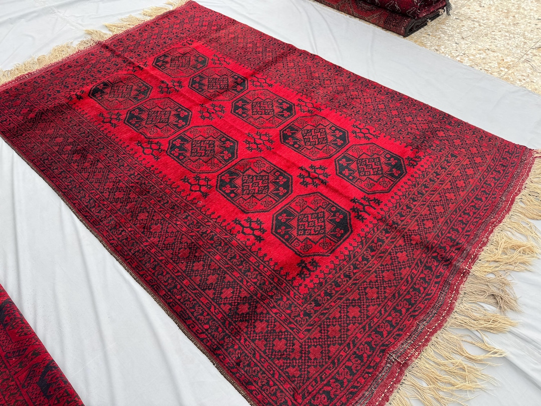 6x8ft Afghan Hand Knotted Antique Wool Filpai Rug/ Tribal Rustic Decor ...