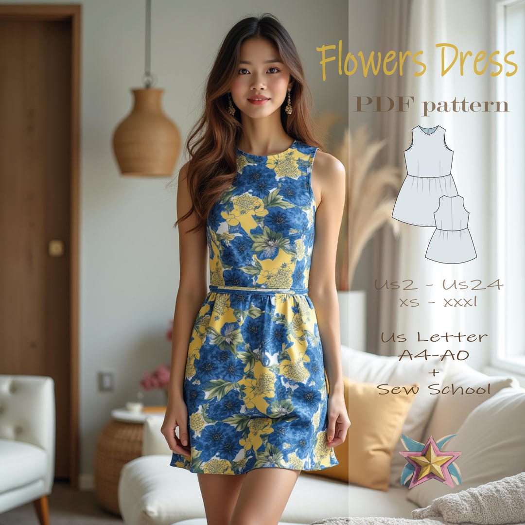 Ruffled Mini Dress,summer Dress Pattern, Dress Pattern,dress Sewing ...