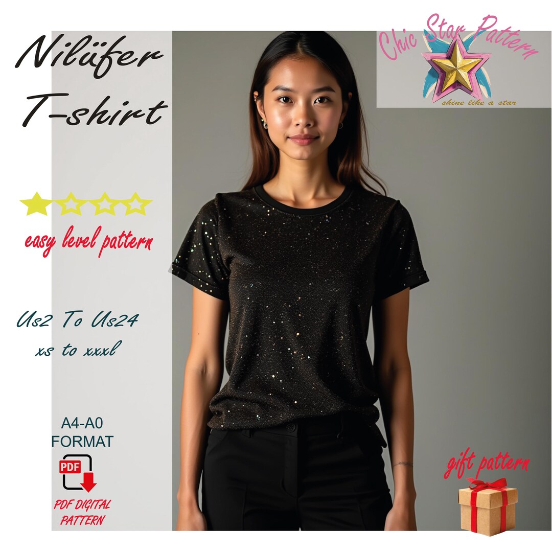 Short Sleeve Simple T-shirt Sewing Pattern,fitted Stretch Top,basic T ...