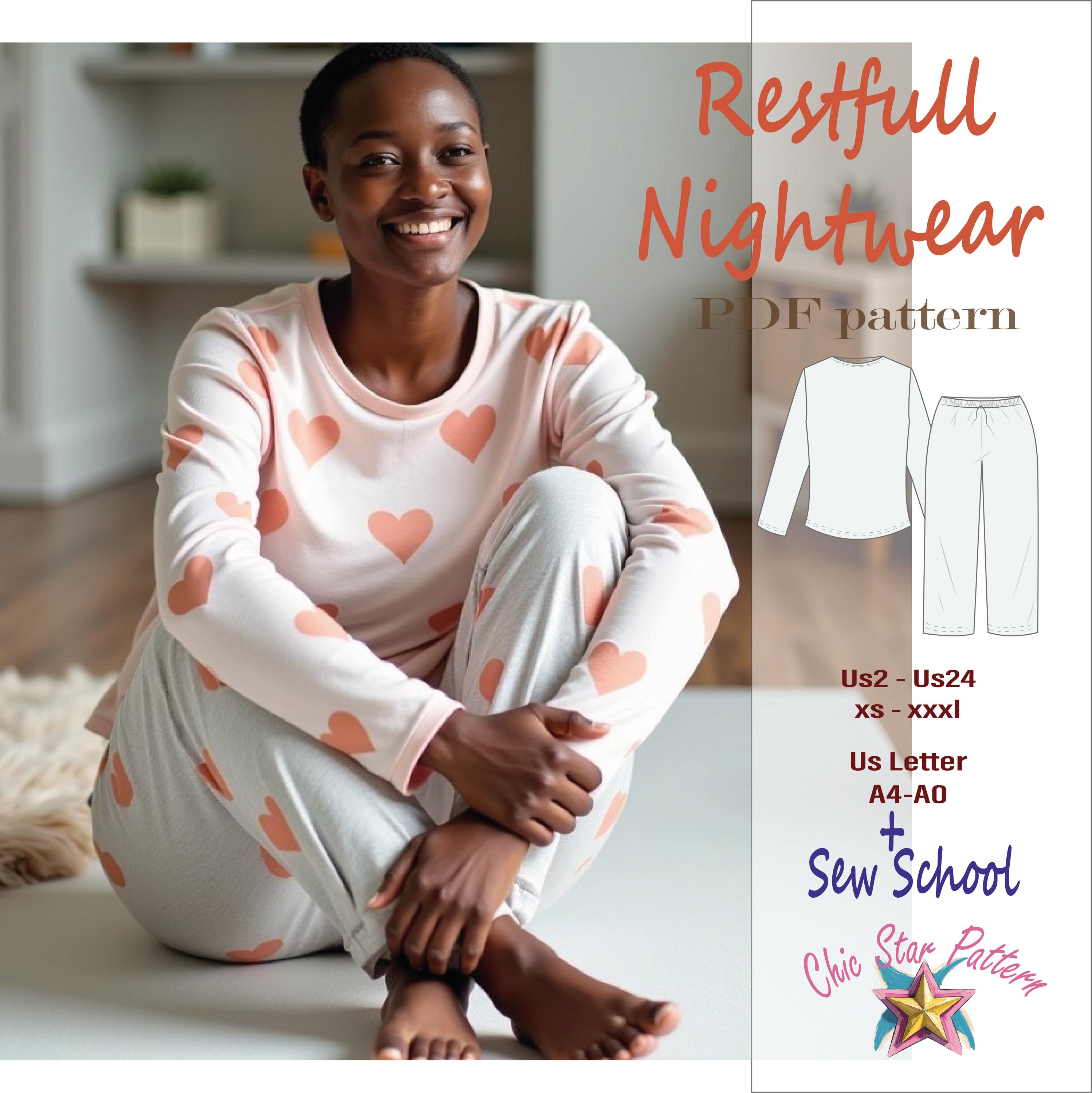 Pajama Set Sewing Pattern ,nightwear Pattern,pyjama Sleepwear Pattern,nighty Sewing Pattern ...