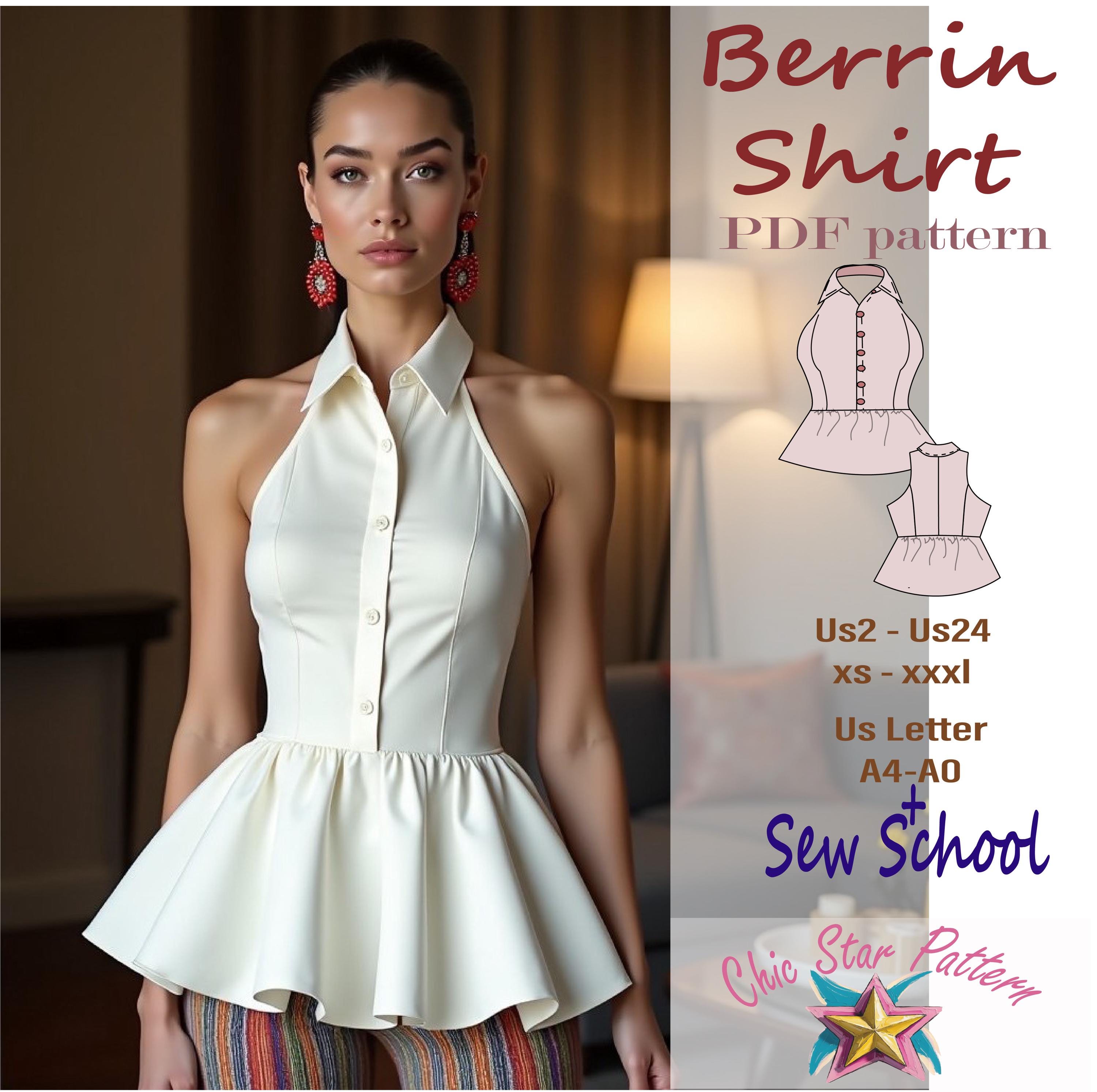 Fitted Shirt Pattern for Women, Shirt Sewing Pattern, Button up Shirt ...