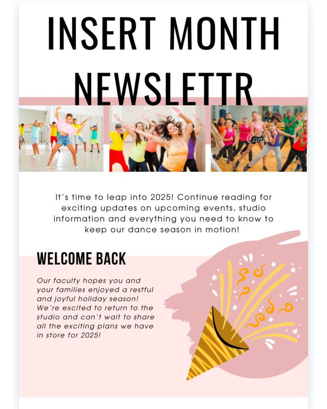 Dance Studio Newsletter Template - Etsy