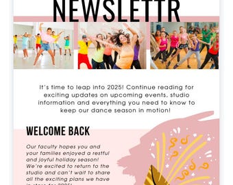 DANCE STUDIO NEWSLETTER Editable Canva Template | Dance School Email ...