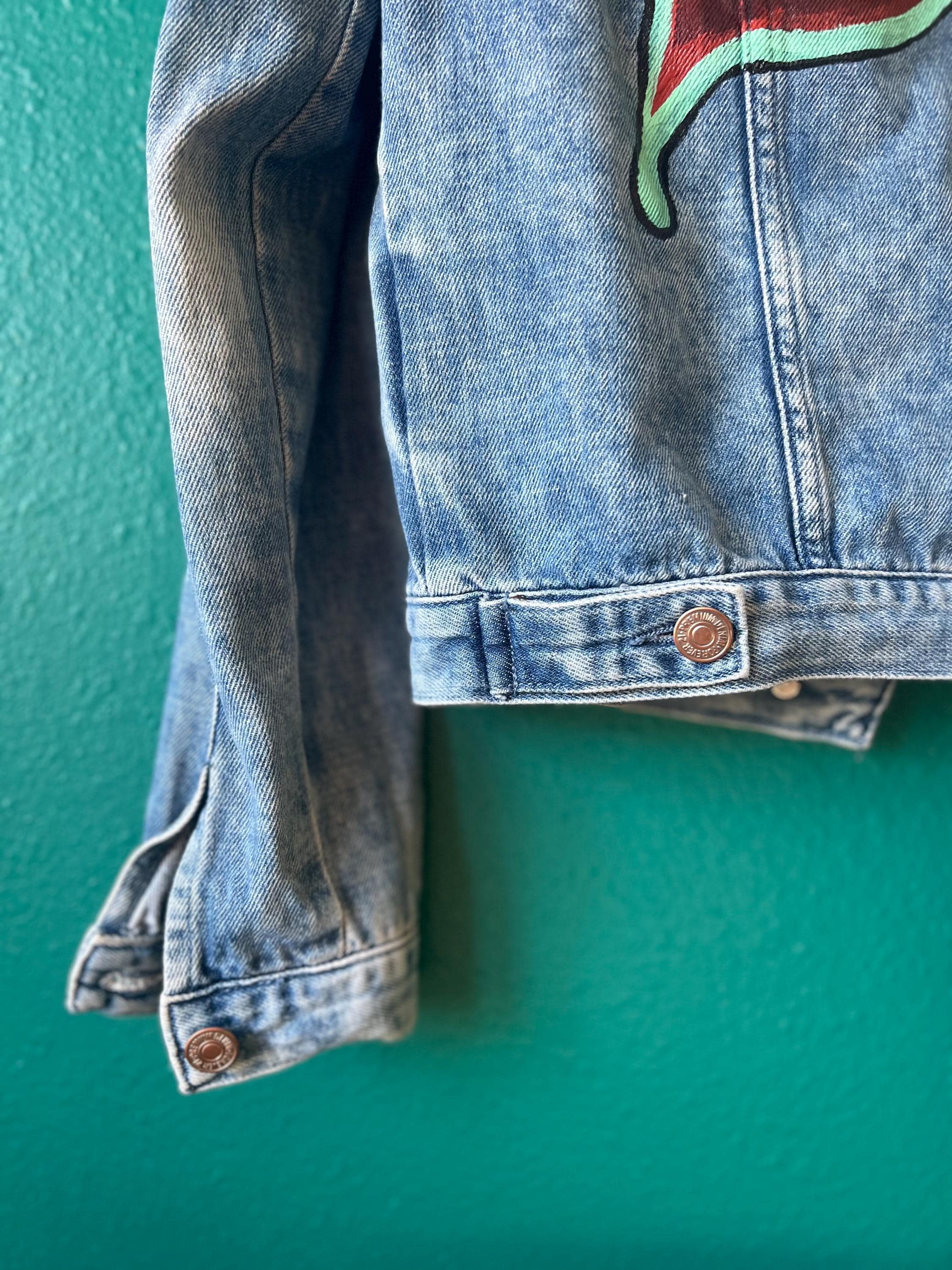 Hand Painted Butterfly Wing Denim Jacket - Size Small - Etsy