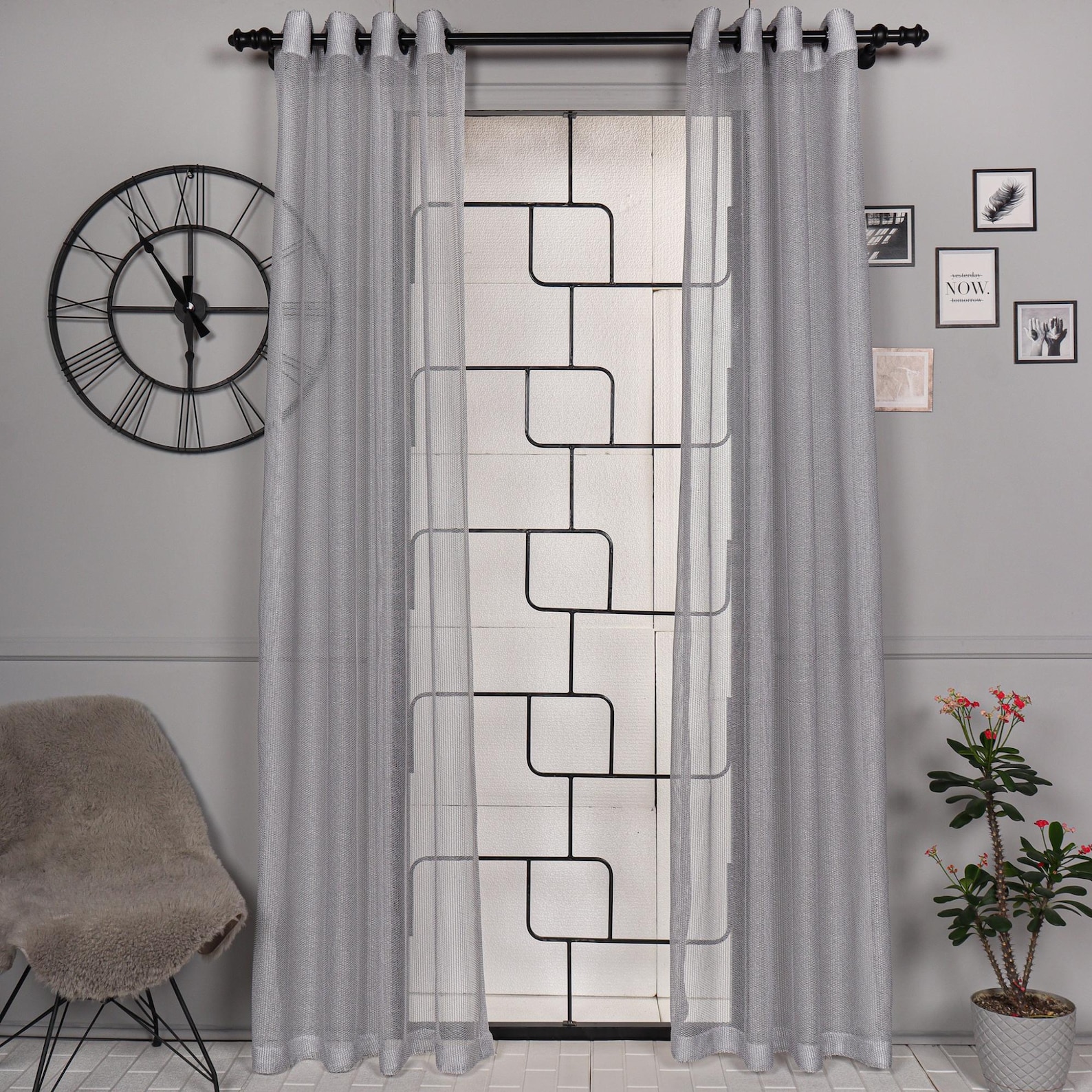 Modern Mesh Sheer Curtain – Lightweight See-through Decorative Panel ...