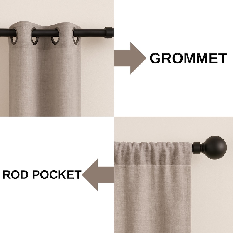 Black Linen Curtain Panel – Natural Texture – Grommet or Rod Pocket ...