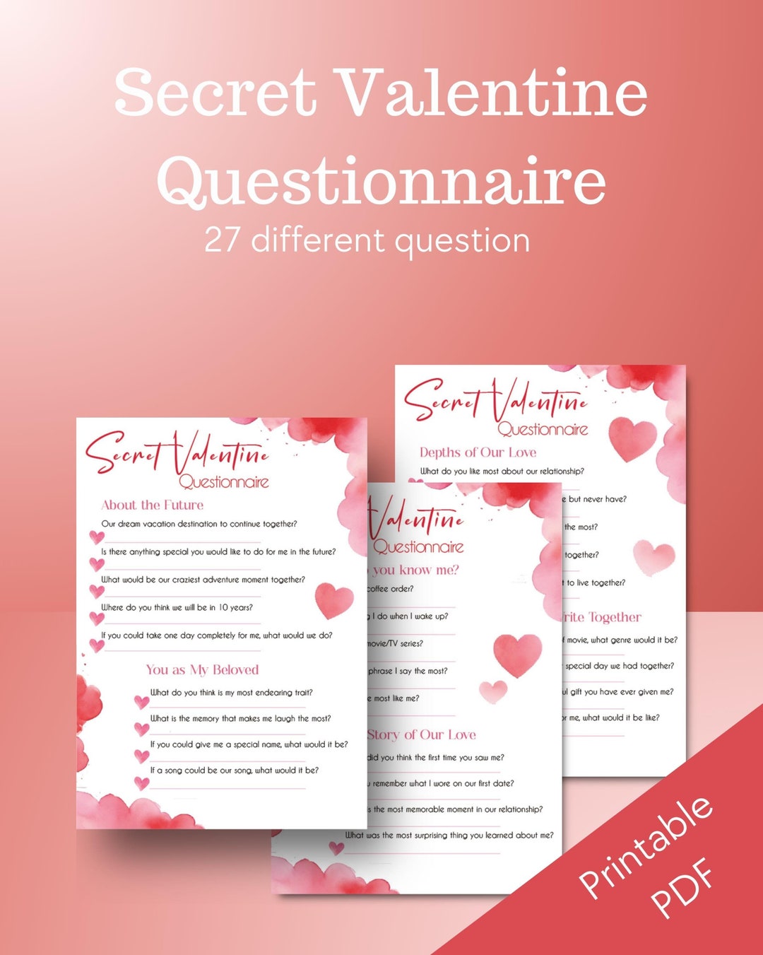 Secret Valentine Questionnaire Printable Printable Love Form-printable ...