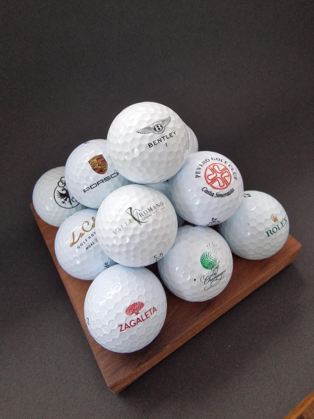 Walnut Wood Golf Ball Pyramid Stand, Holds 14 Balls - Etsy