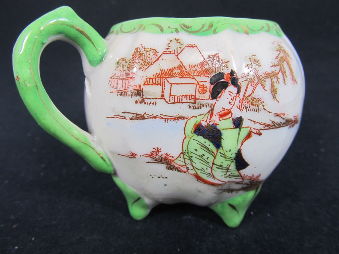 Antique? Tiny Vintage Asian Pitcher With Hand Painted Ladies on Ceramic ...