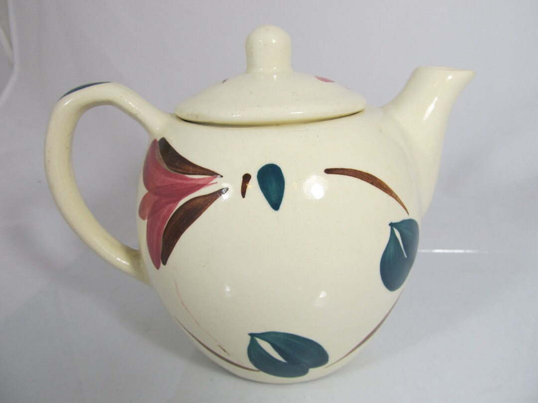 Vintage Purinton Tea Pot in Ivy Red Blossom - Etsy