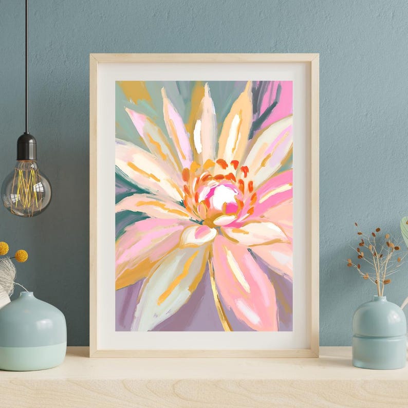 Abstract Art, Flower, Light Color, Digital Wall Art, Minimalist, Decor ...