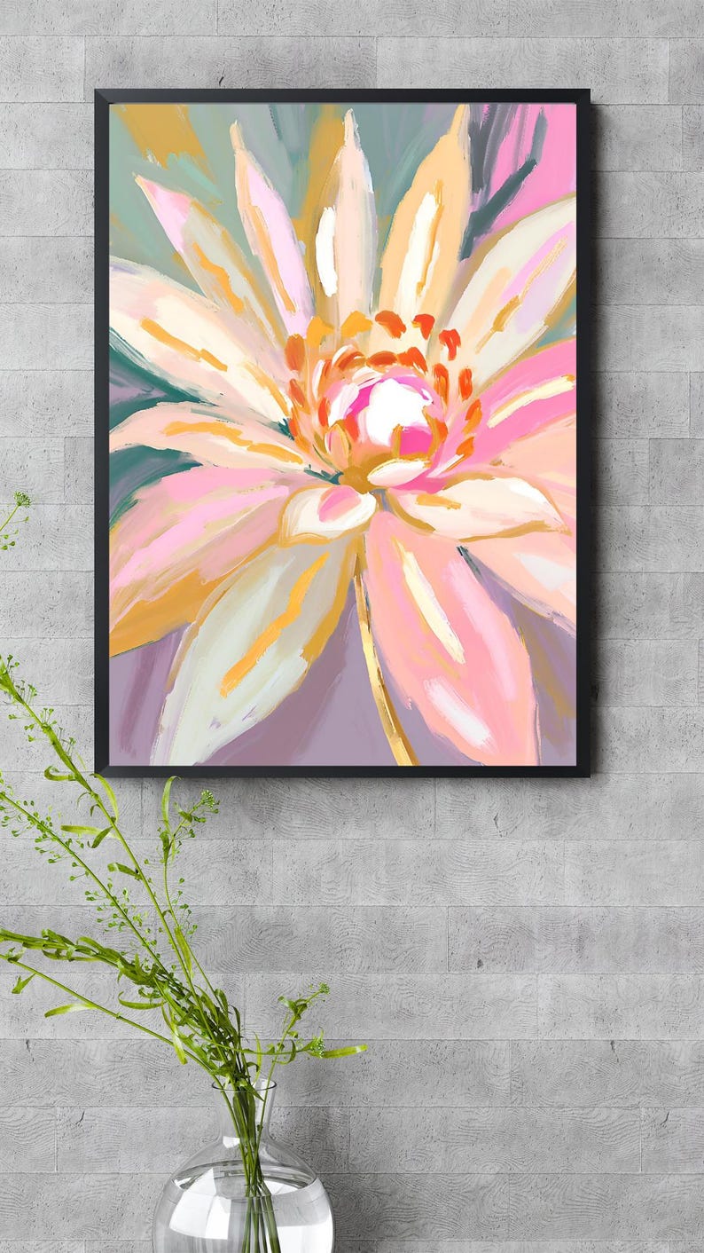 Abstract Art, Flower, Light Color, Digital Wall Art, Minimalist, Decor ...