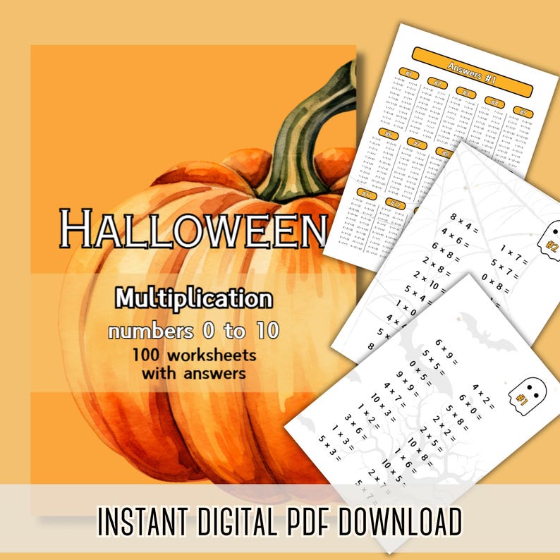 Printable Multiplication Worksheets for Halloween | Single Digit 0 to ...