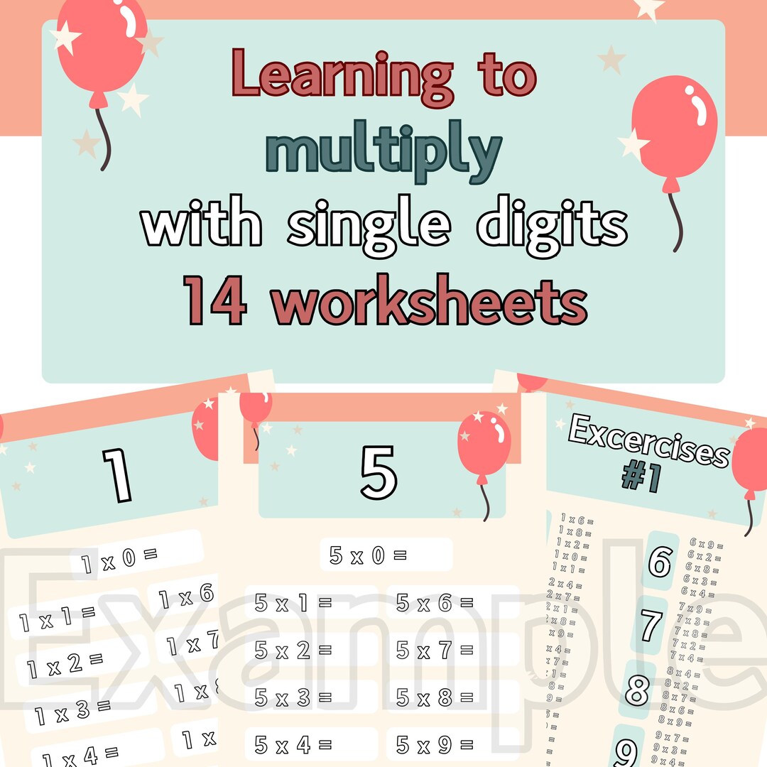 Printable Multiplication Worksheet, Beginner Learning Math, Single ...